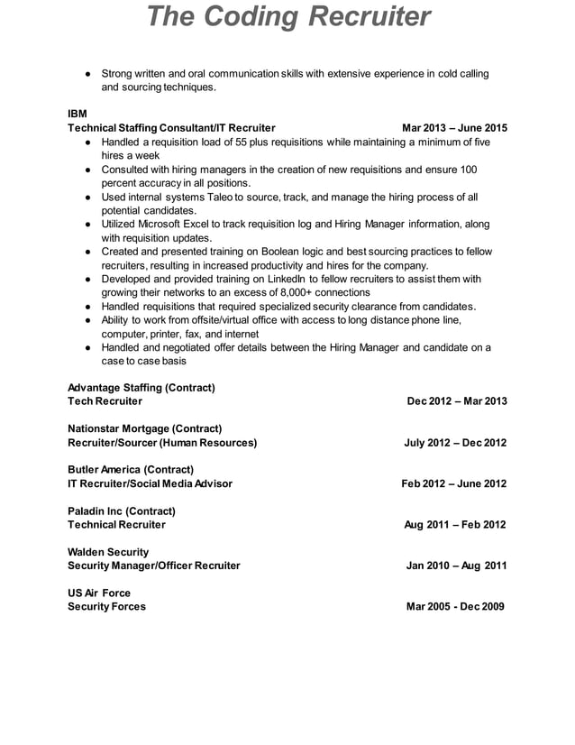 The Coding Recruiter Resume | PDF