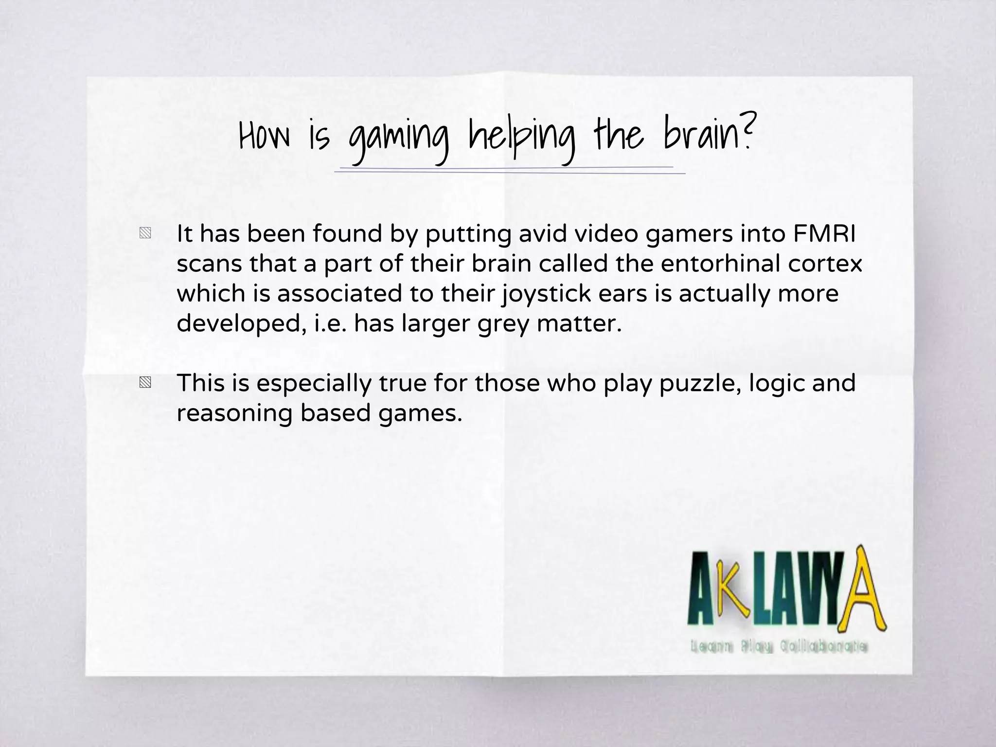 The cognitive aspects of video games | PPTX