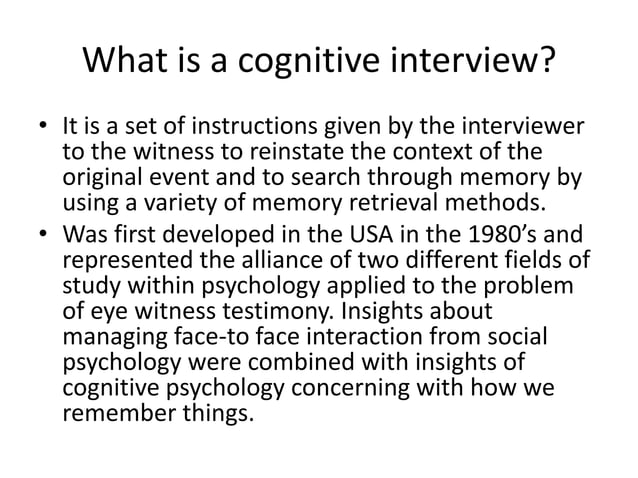 The cognitive interview | PPTX