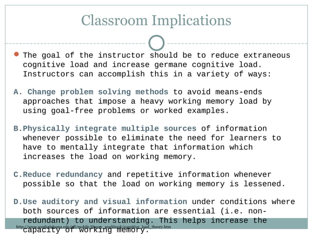 The cognitive load theory | PPT | Homework and Study | Education
