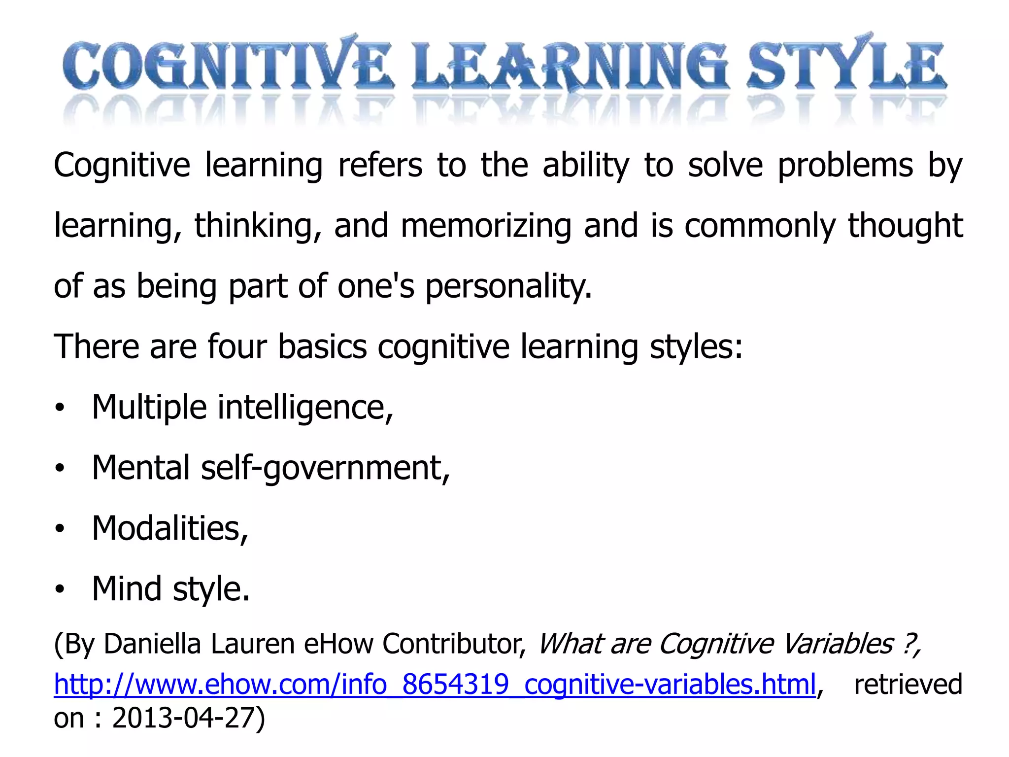 The cognitive variable - UMT | PPT