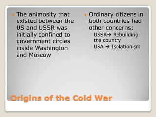 The Cold War: Origins | PPTX