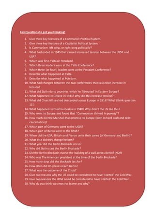 The cold war revision guide jan 2017 | PDF
