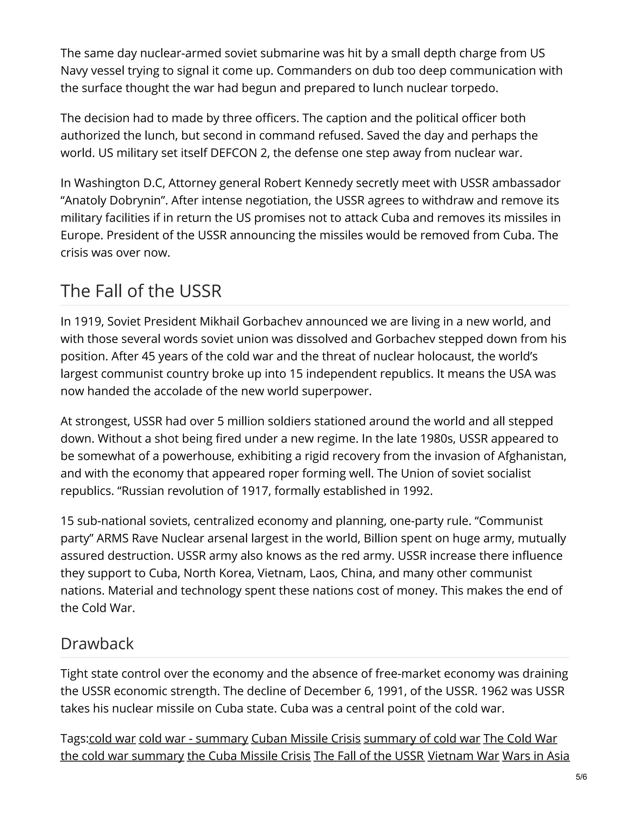 The cold war summary and facts | PDF