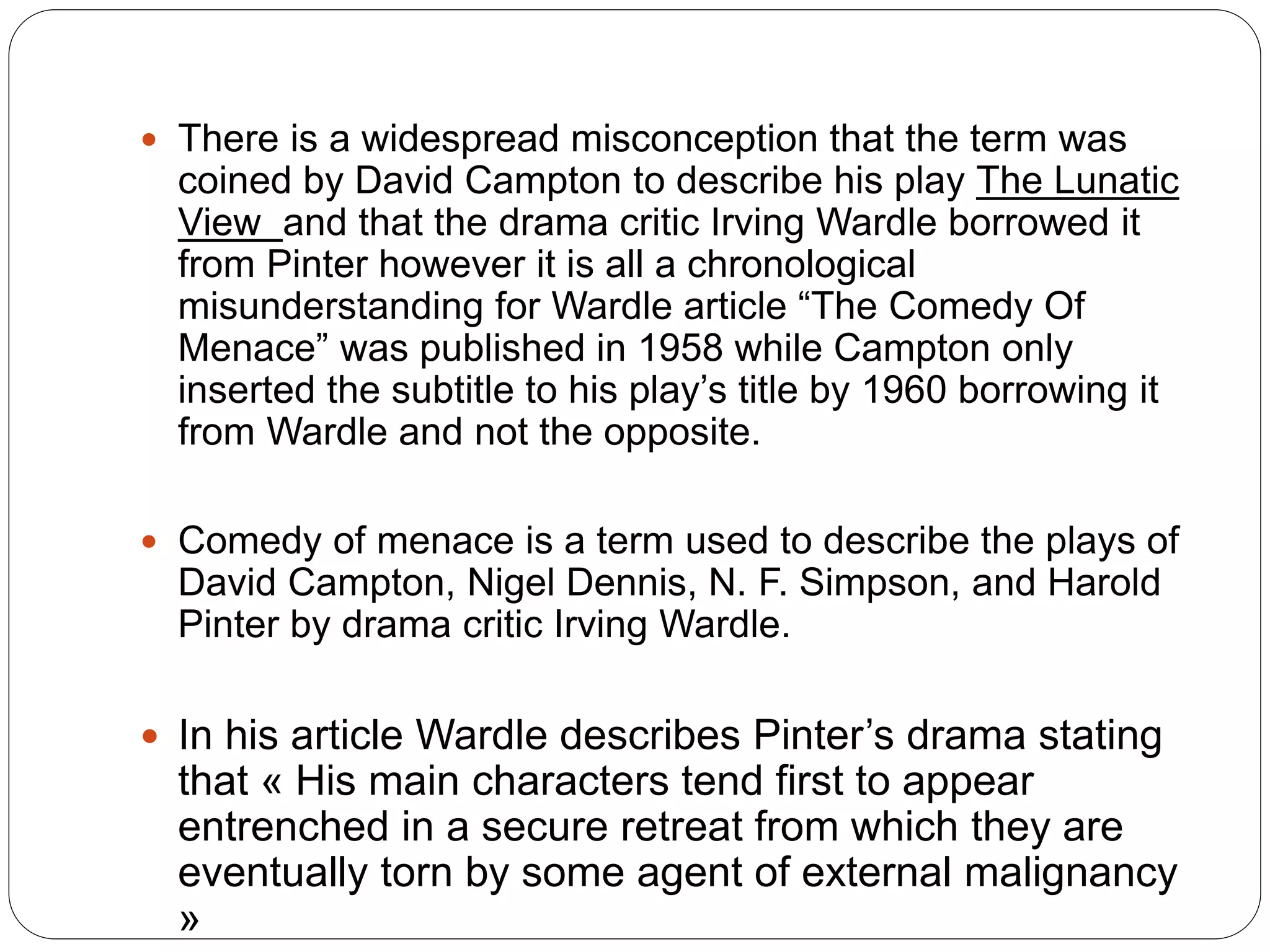 The comedy of menace | PPTX