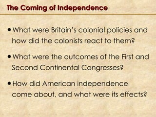 The coming of independence | PPT