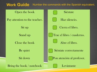 The commands and classroom language | PPTX