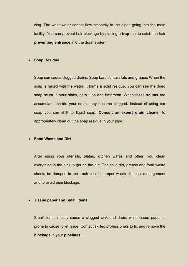 The Common Causes of Clogged Drains | PDF