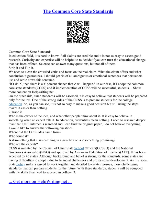 The Common Core State Standards | PDF