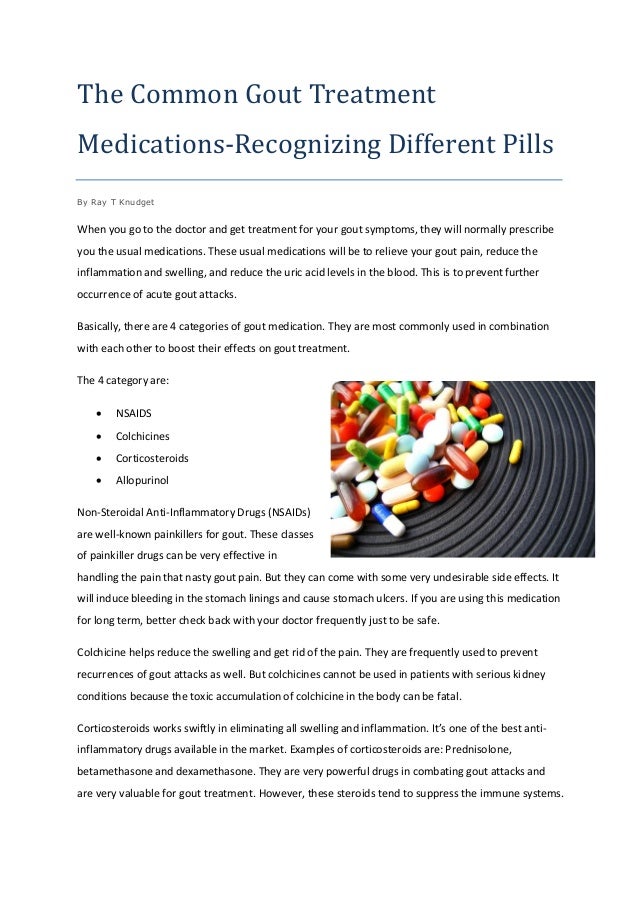 The Common Gout Treatment Medications Recognizing Different Pills