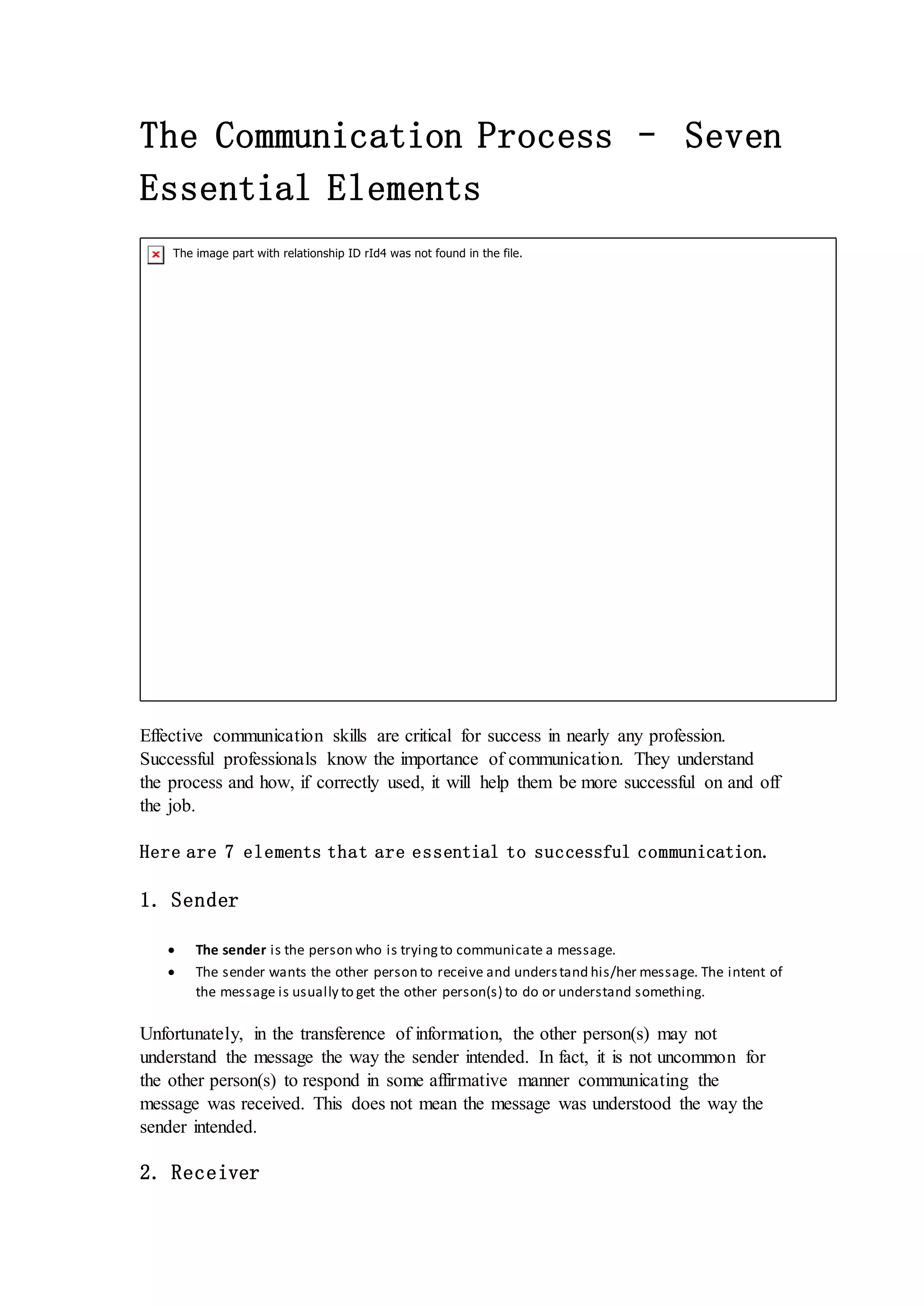 The Communication Process – Seven Essential Elemen.docx