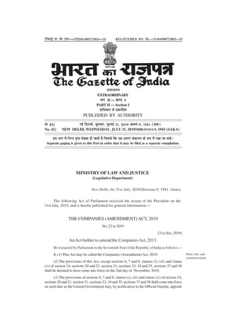 The companies (amendment) act, 2019 | PDF