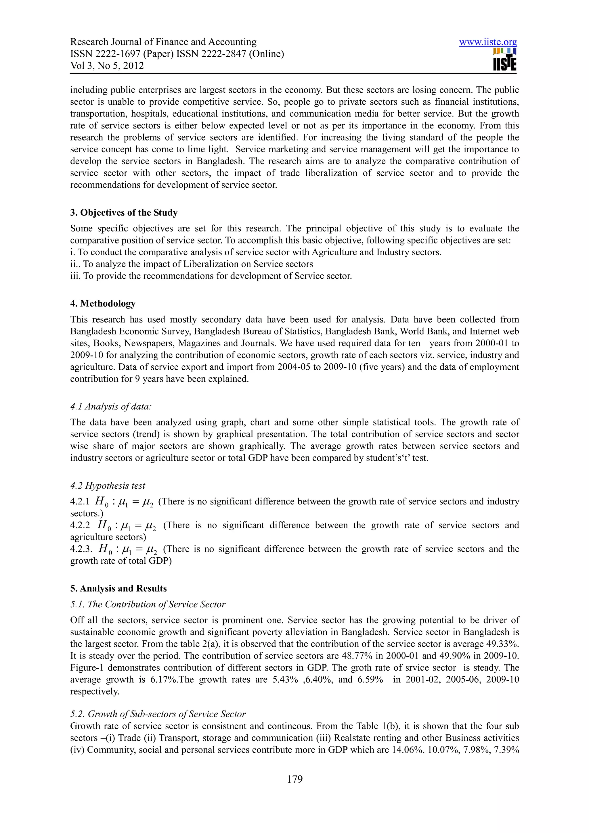The comparative growth of service sectors in bangladesh | PDF