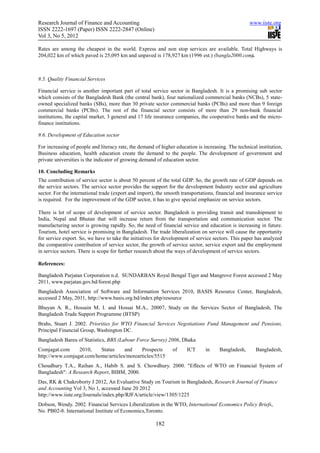 The comparative growth of service sectors in bangladesh | PDF