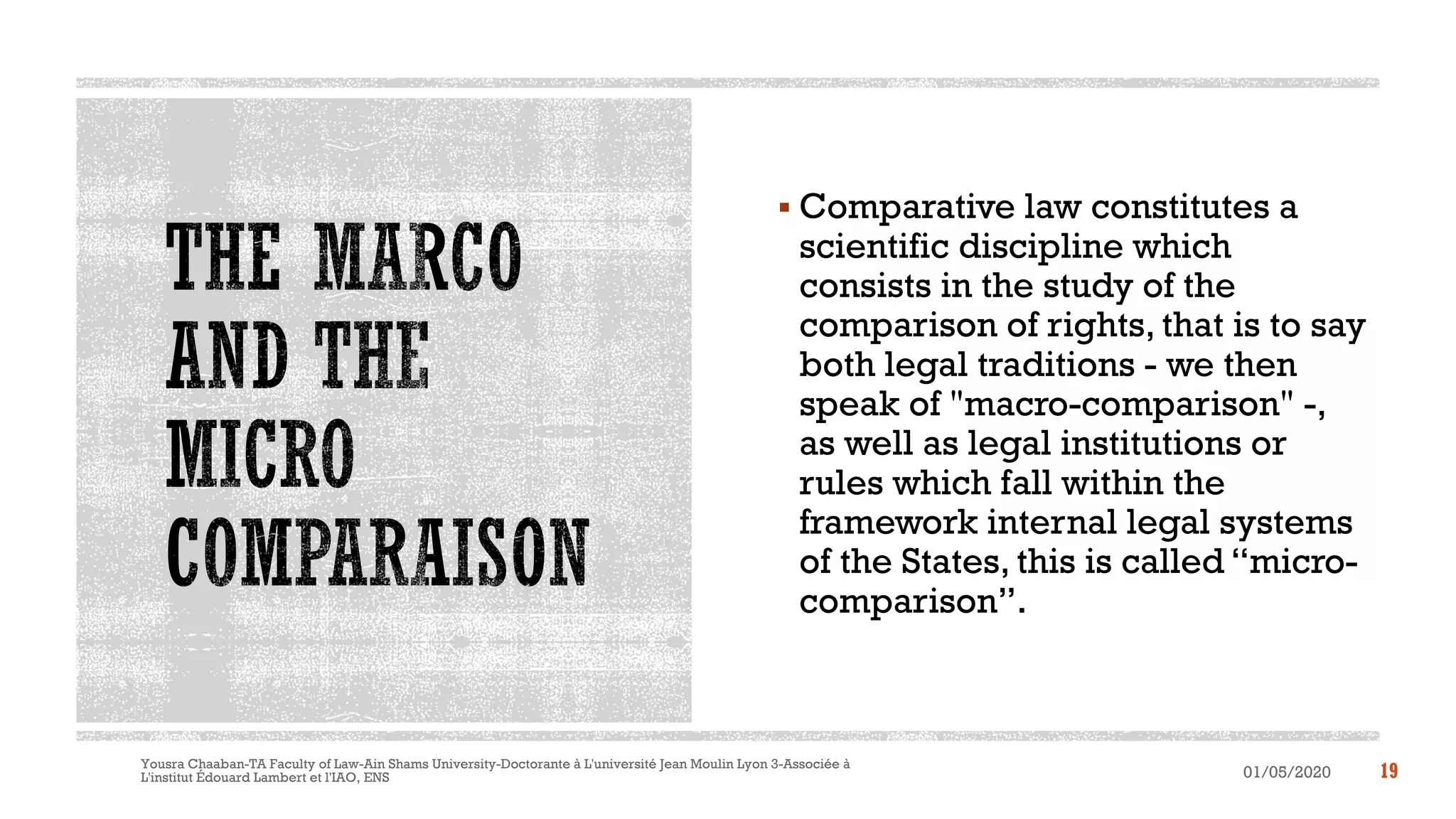 Introduction to Comparative Law-Yousra Chaaban | PDF