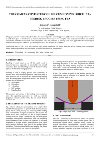 The comparative study of die cushioning force in u bending process using fea | PDF
