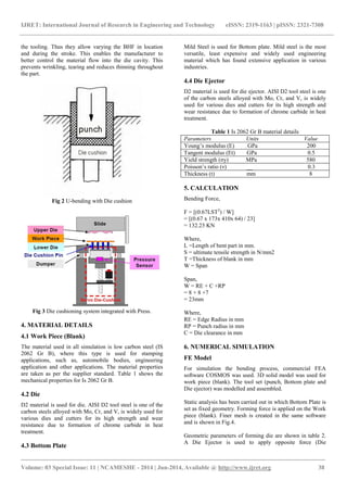 The comparative study of die cushioning force in u bending process using fea | PDF