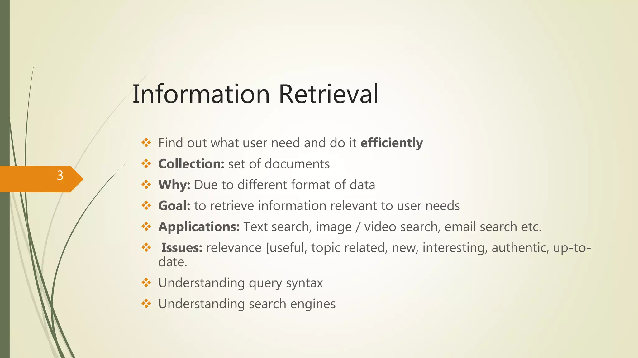 The comparative study of information retrieval models used in search engines | PPTX