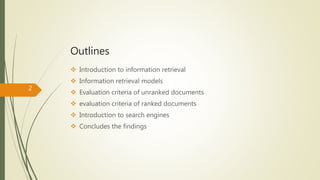 The comparative study of information retrieval models used in search engines | PPTX