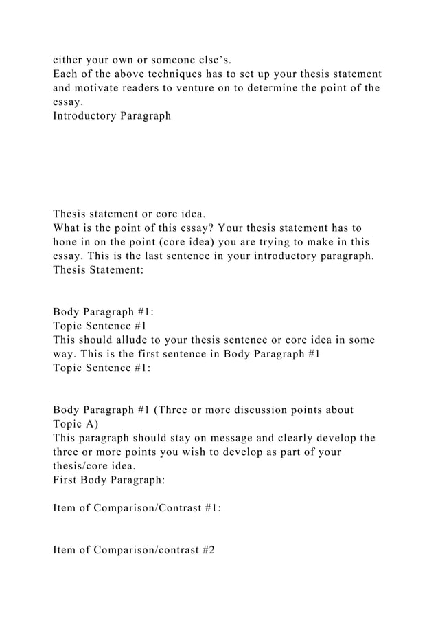 The Comparison and Contrast Block Comparison Essay TemplateThe B.docx