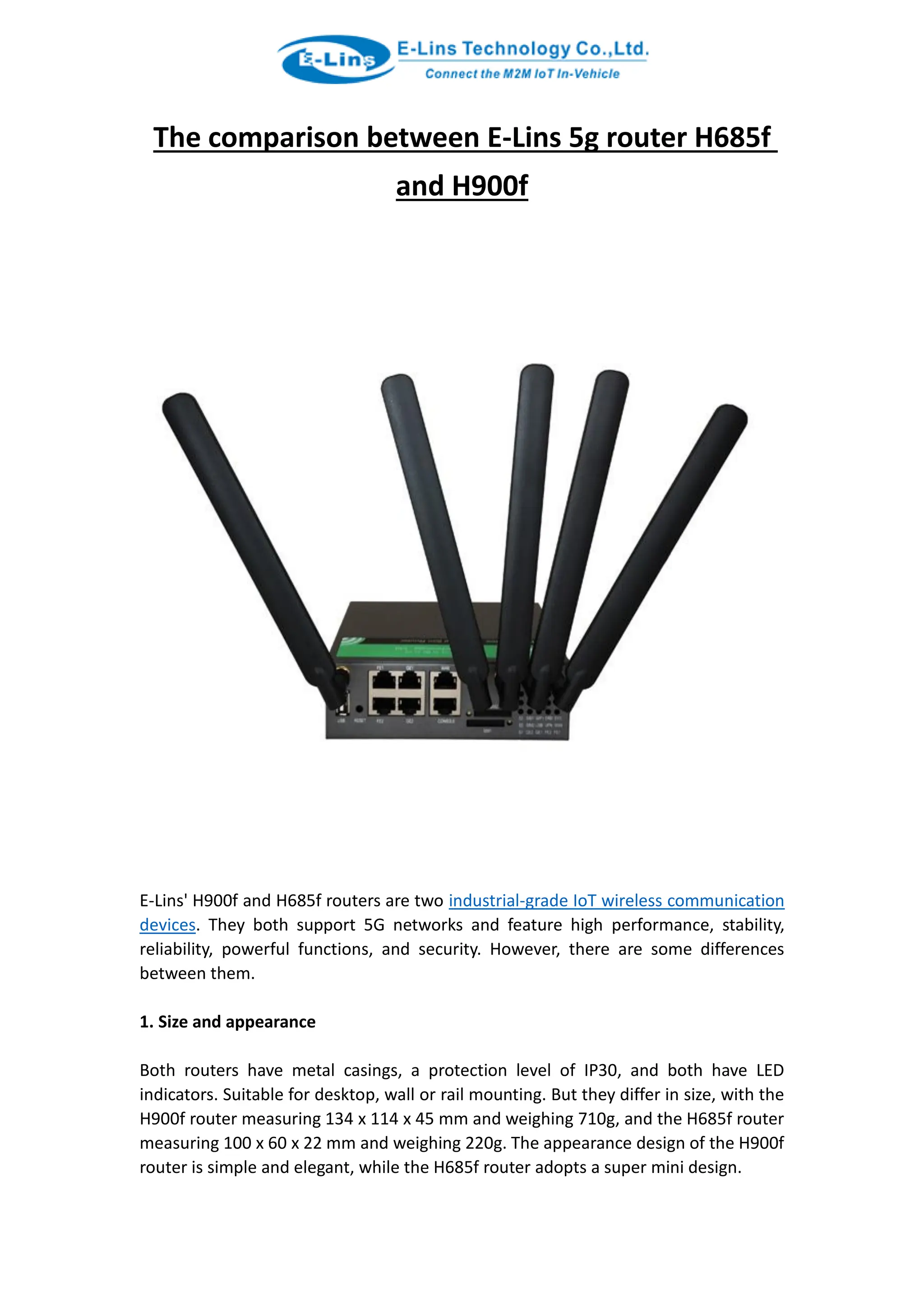 The comparison between E-Lins 5g router H685f and H900f.pdf