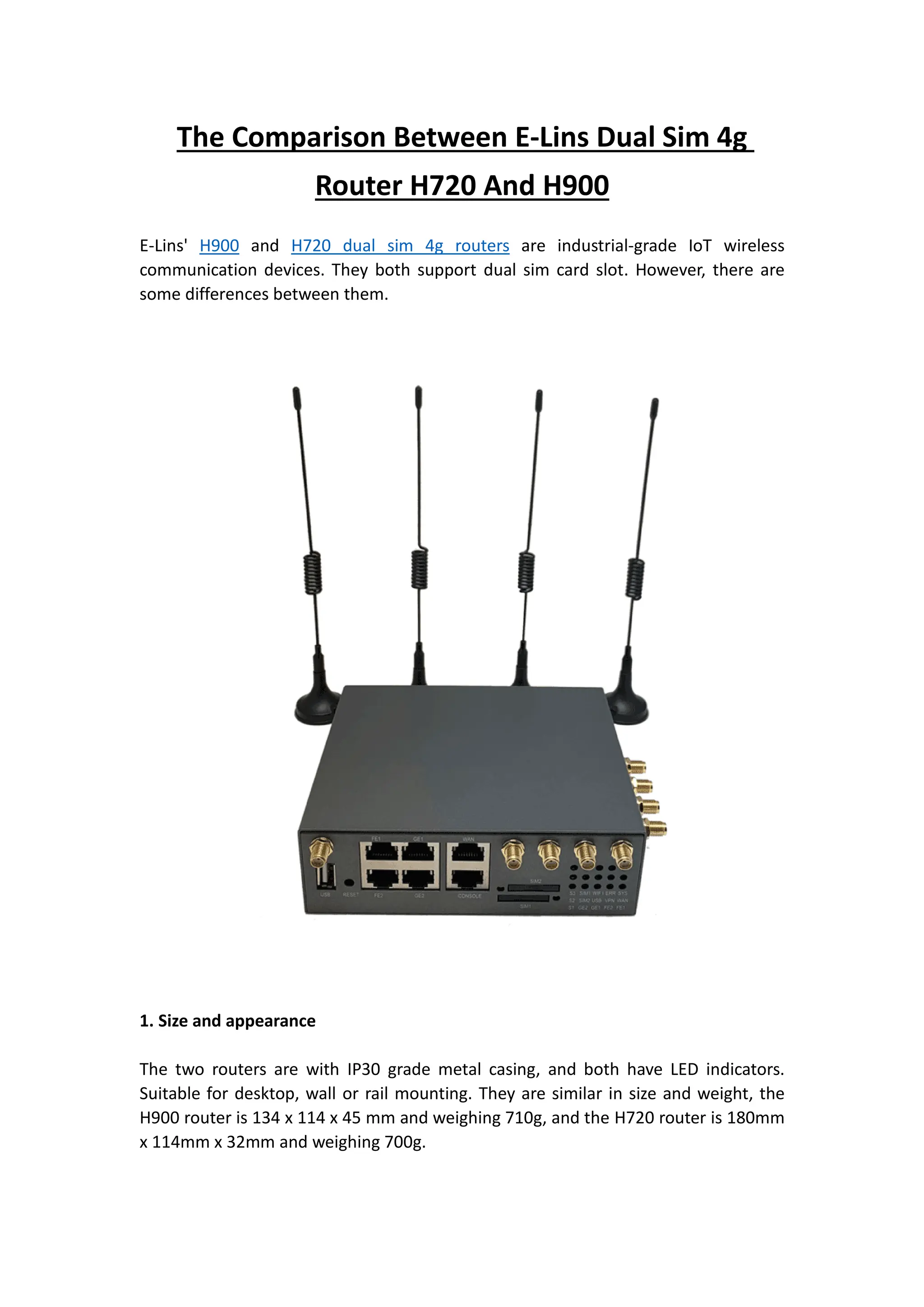 The Comparison Between E-Lins Dual Sim 4g Router H720 And H900.pdf