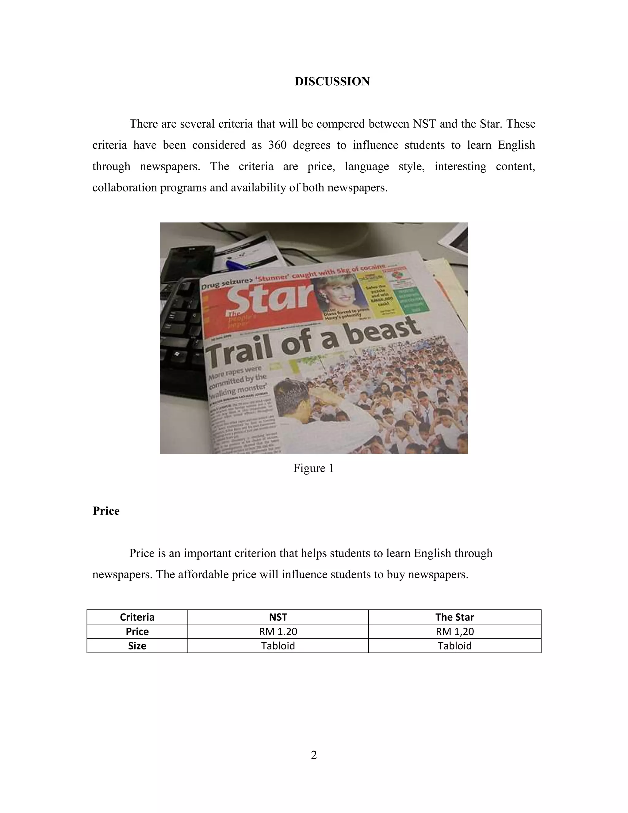 The comparison between nst and the star | DOCX