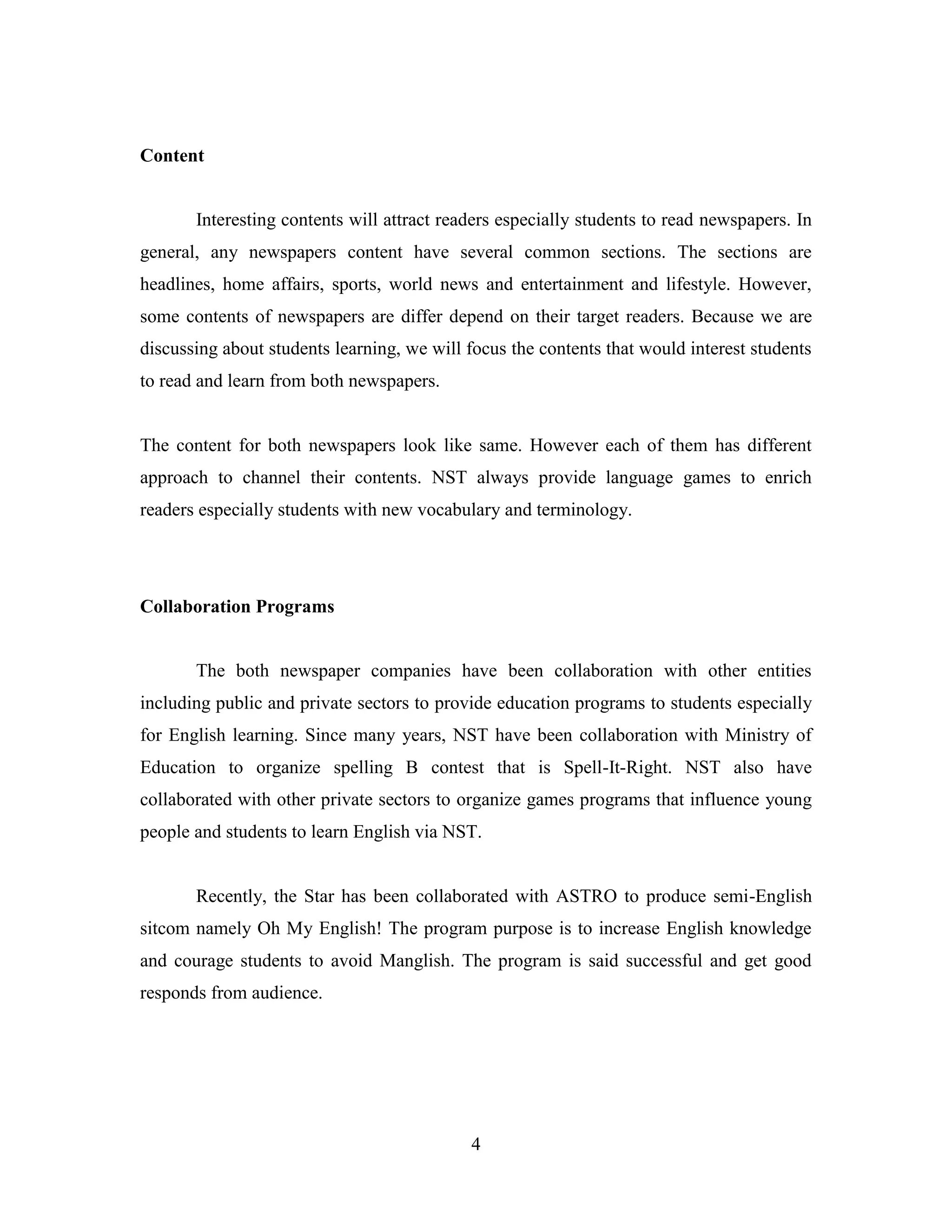The comparison between nst and the star | DOCX