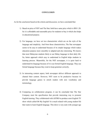 The comparison between nst and the star | DOCX