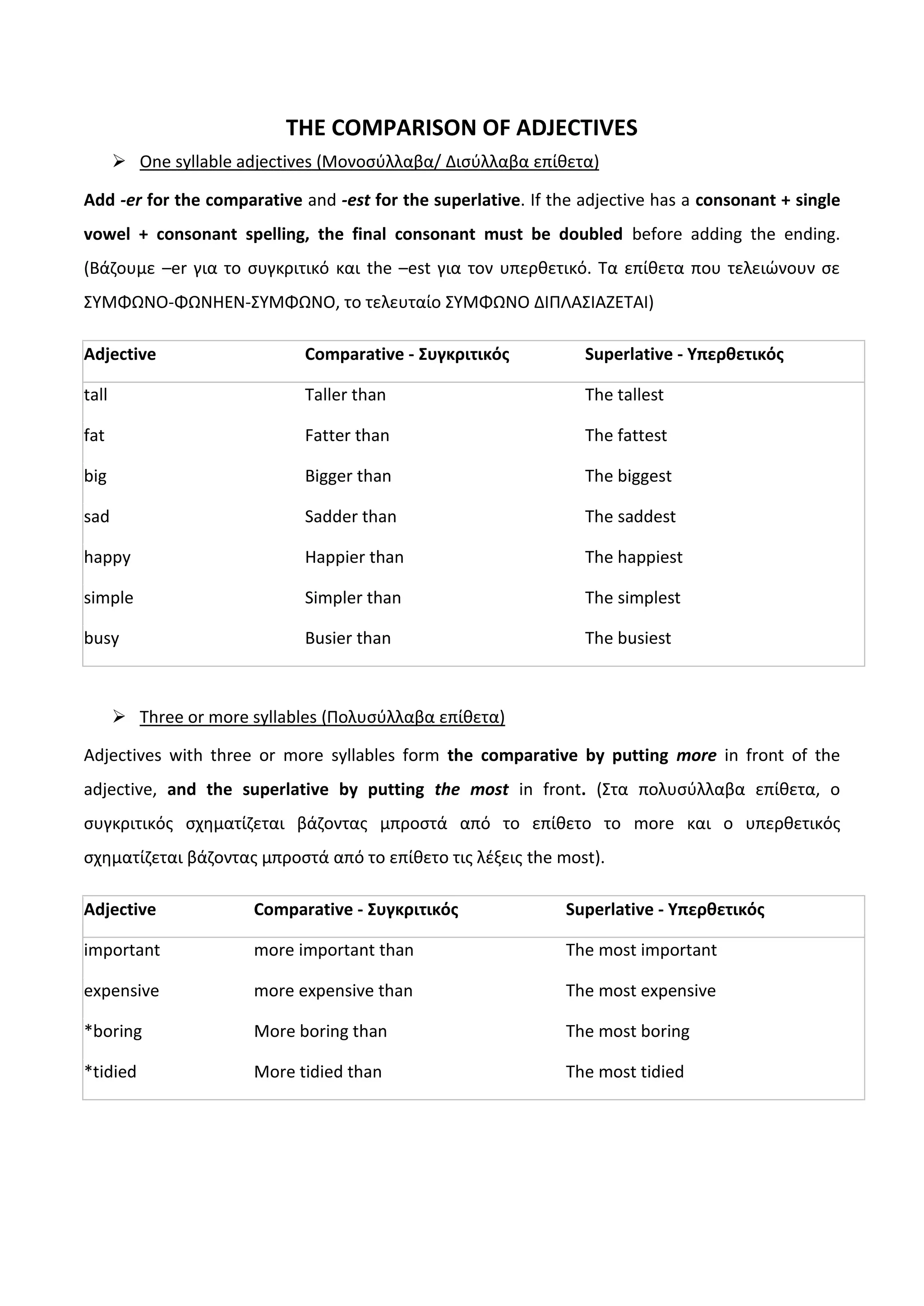 The comparison of adjectives | PDF