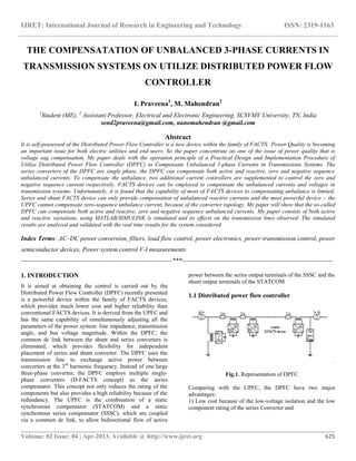 The compensatation of unbalanced 3 phase currents in transmission systems on utilize distributed ...