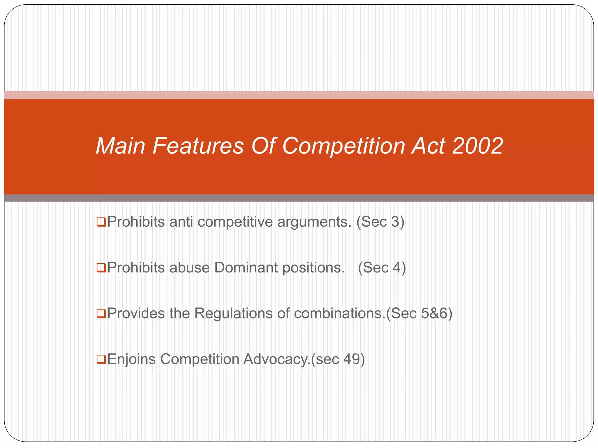 Presentation on The competition act(2002) | PPTX