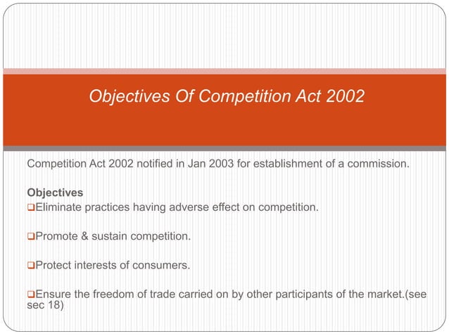 Presentation on The competition act(2002) | PPTX | Business | Business ...