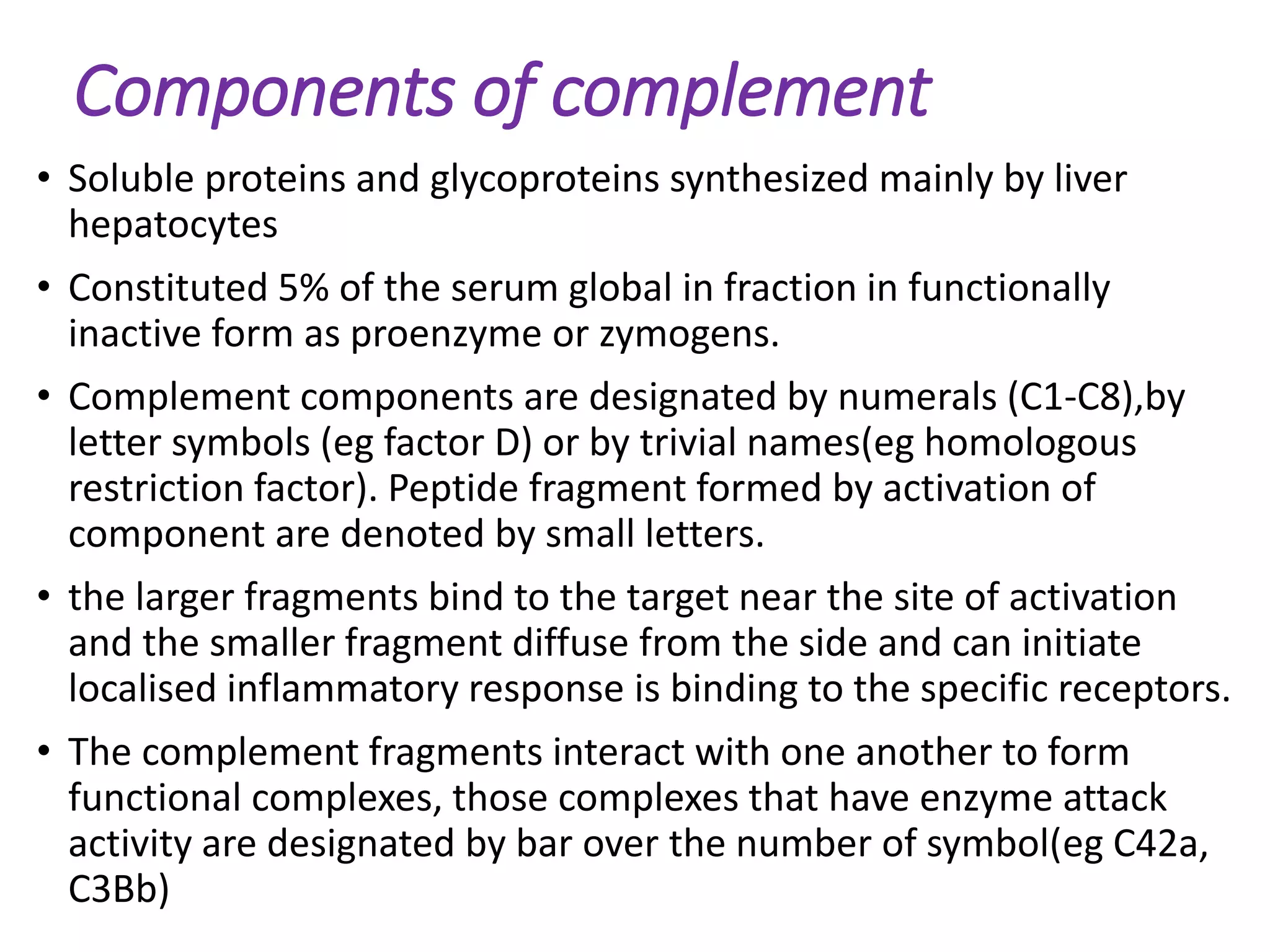 The complement system in immunology | PPTX