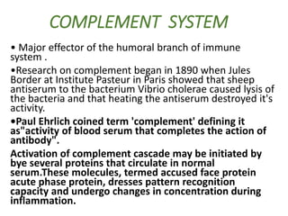 The complement system in immunology | PPTX
