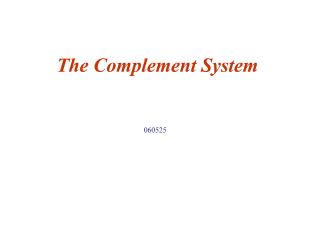 The Complement System | PDF