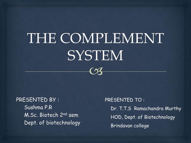 The complement system | PPTX | Blood Disorders | Diseases and Conditions