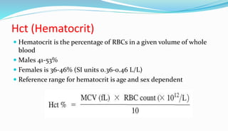 The complete blood count (cbc) | PPTX | Blood Disorders | Diseases and ...