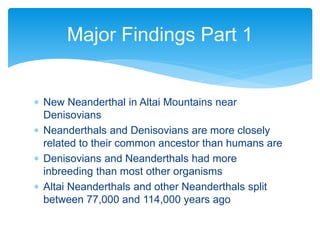 The complete genome sequence of a neanderthal article presentation | PPTX