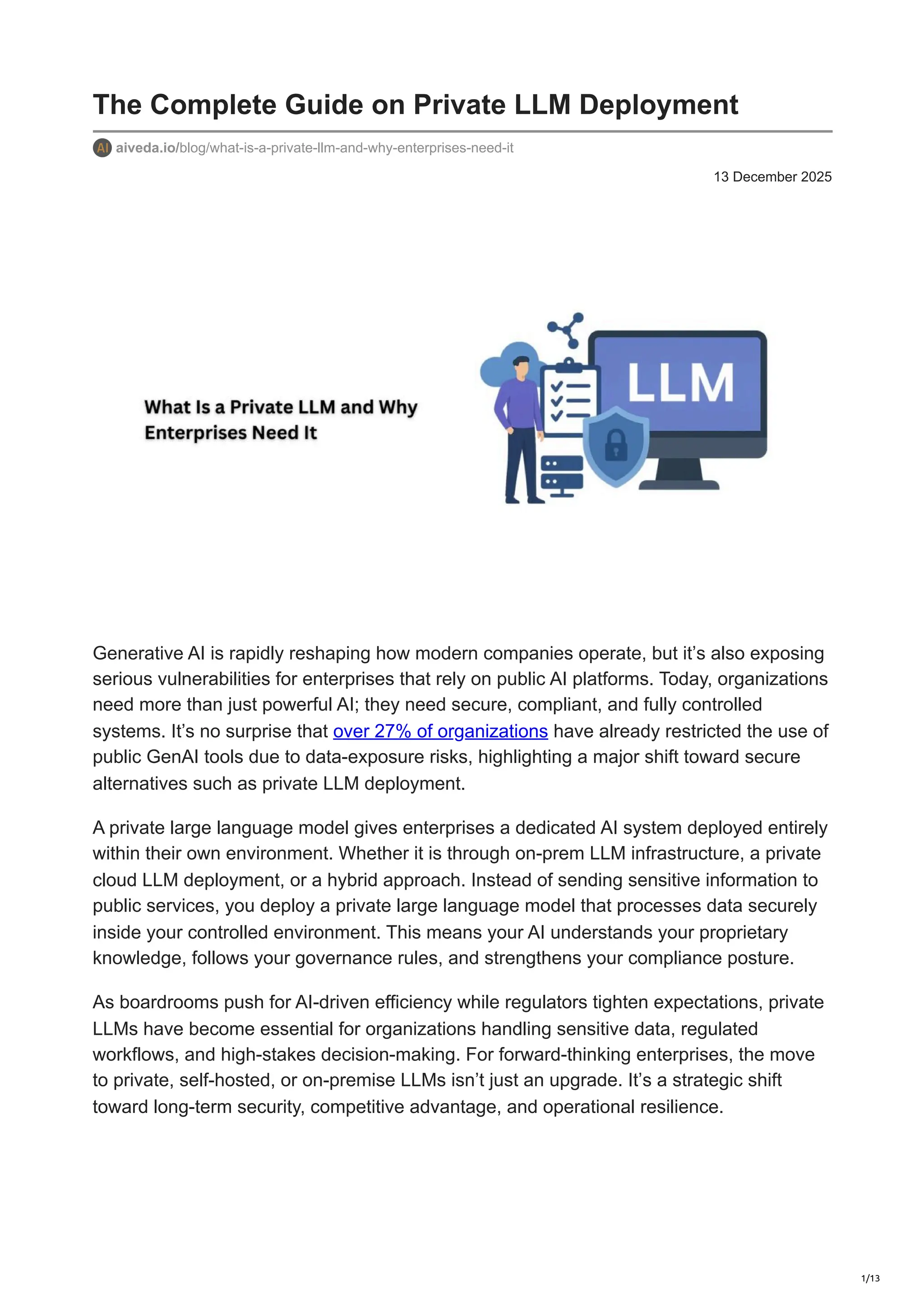 What Is a Private LLM and Why Enterprises Need It | PDF