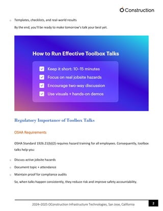 The Complete Guide to Effective Toolbox Talks for Construction Teams | PDF