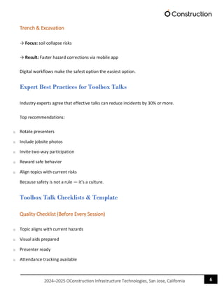The Complete Guide to Effective Toolbox Talks for Construction Teams | PDF