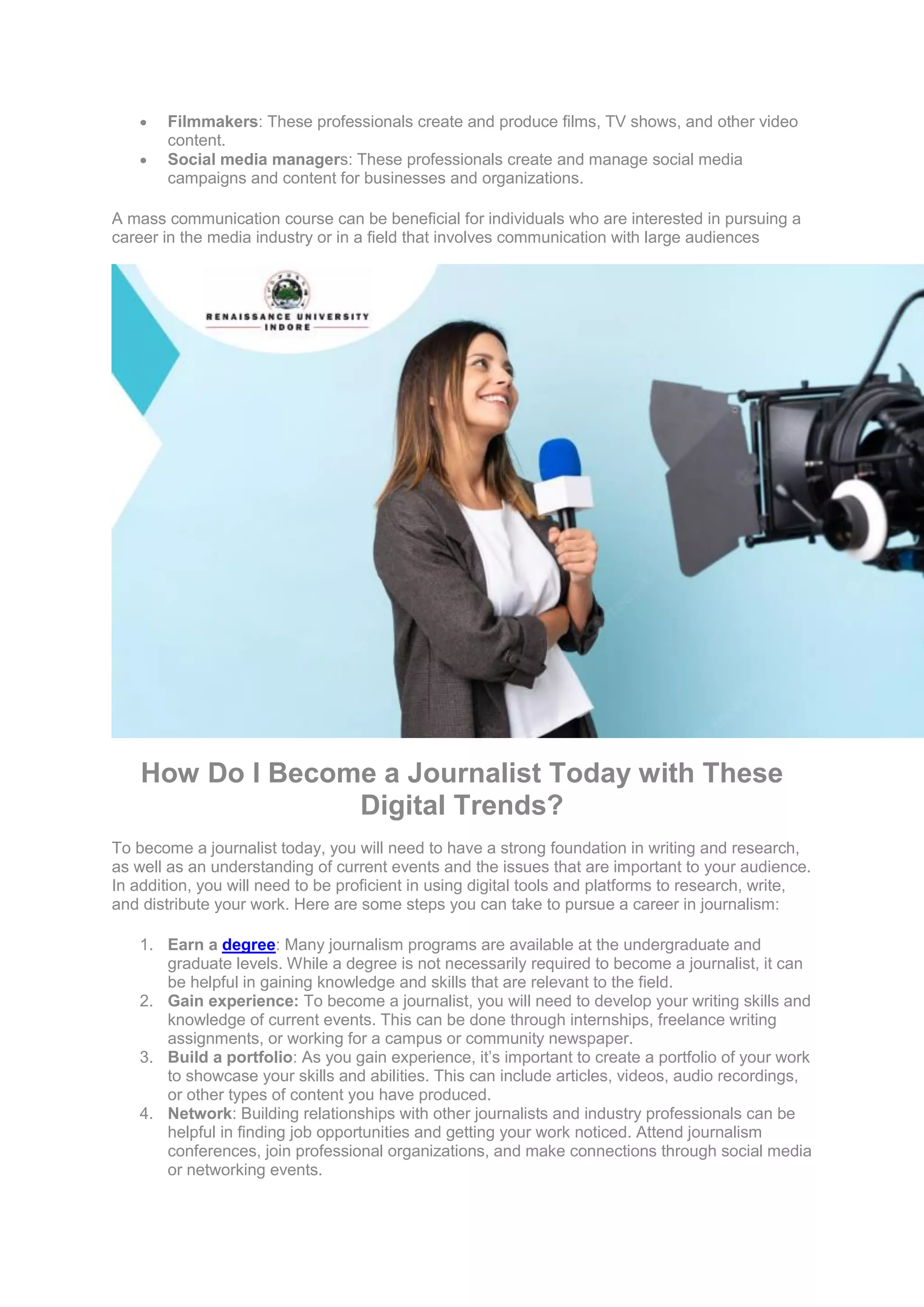 The Complete Guide to Journalism & Mass Communication Courses | PDF