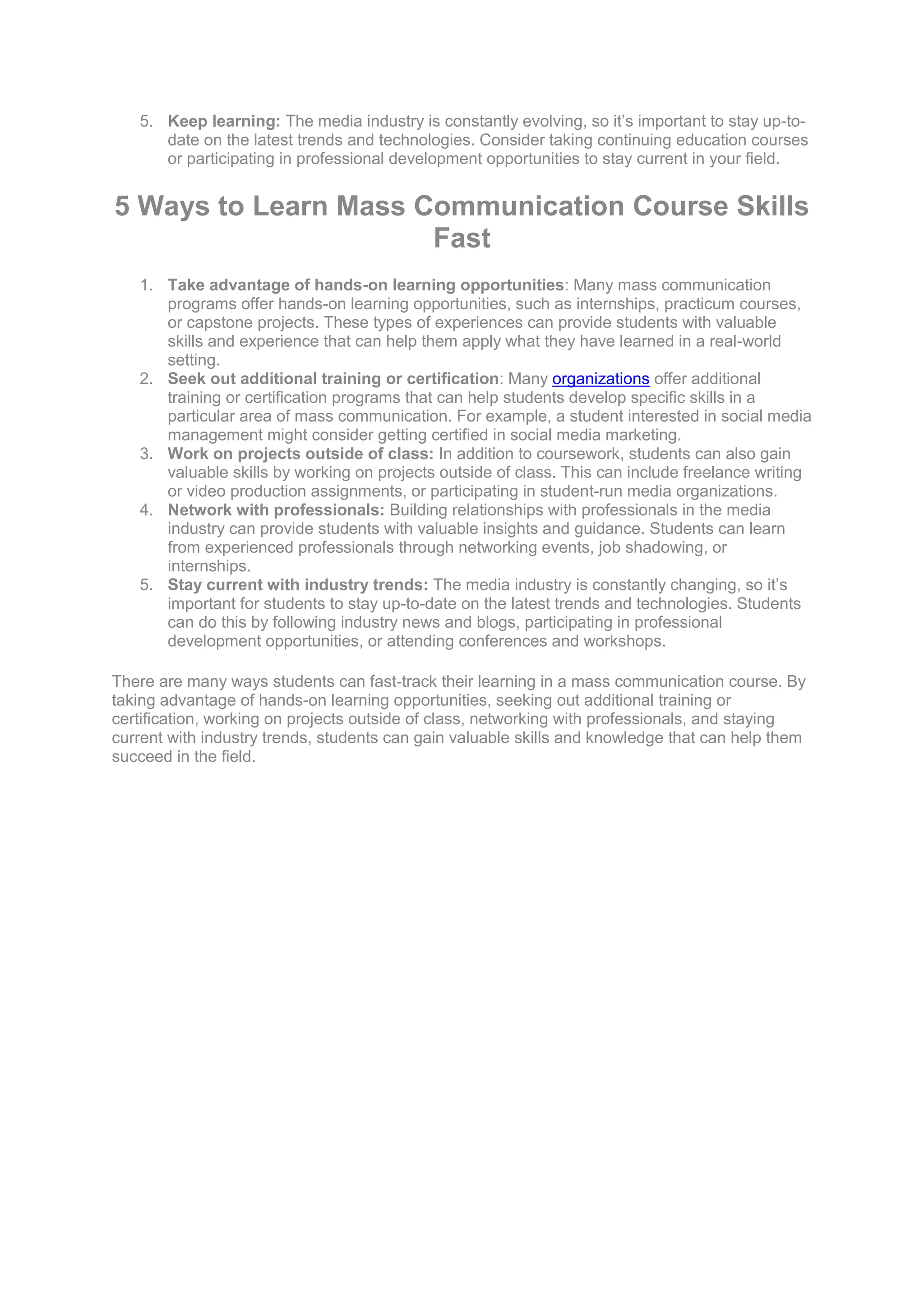 The Complete Guide to Journalism & Mass Communication Courses | PDF