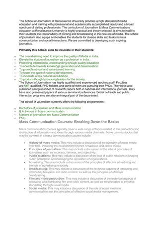 The Complete Guide to Journalism & Mass Communication Courses | PDF