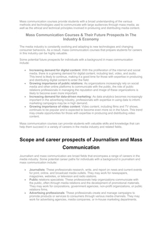 The Complete Guide to Journalism & Mass Communication Courses | PDF