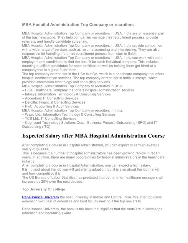 The Complete Guide to MBA in Hospital Managemen | PDF