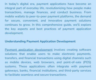 The Complete Guide to Payment Application Development | PDF