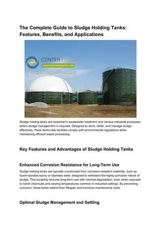 The Complete Guide to Sludge Holding Tanks Features, Benefits, and ...