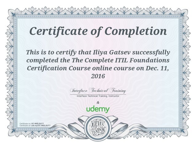 Iliya Gatsev The Complete Itil Foundations Certification Course Year 2016 Ppt